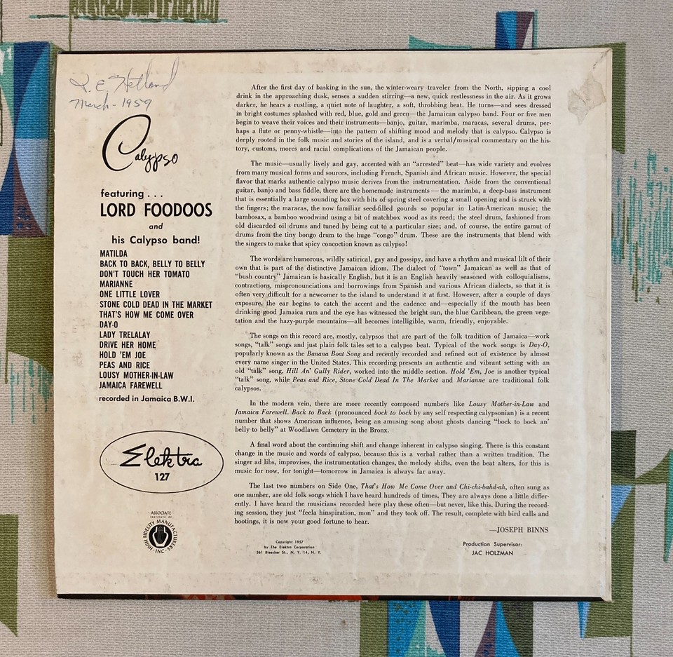 Lord Foodoos and His Calypso Band LP Calypso! 1957 EX/EX | eBay