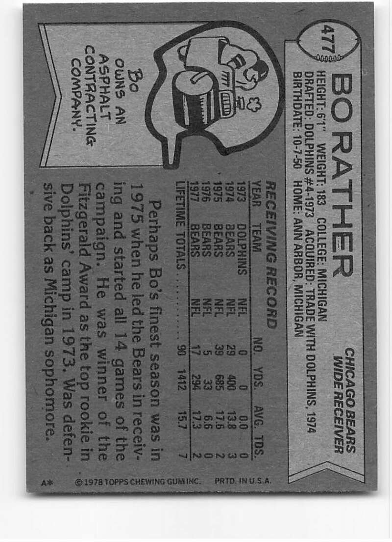 1978 Topps #477 Bo Rather EX Excellent Bears 115349 | eBay