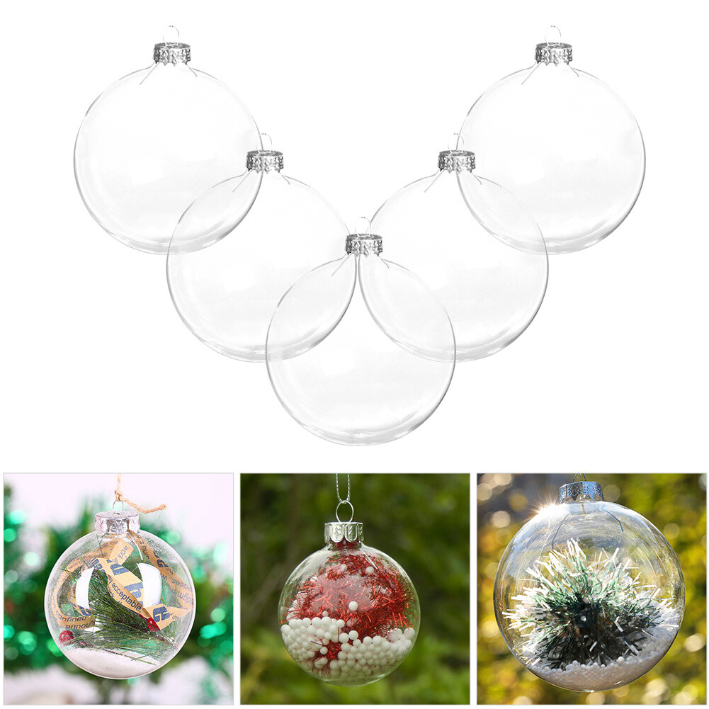 5-50PCS Clear Glass Baubles Sphere Ball Fillable Christmas Tree Hanging ...