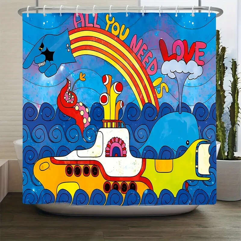 🎵🎹🎻 THE BEATLES - YELLOW SUBMARINE SHOWER CURTAIN BATH SET OR ENAMEL ...