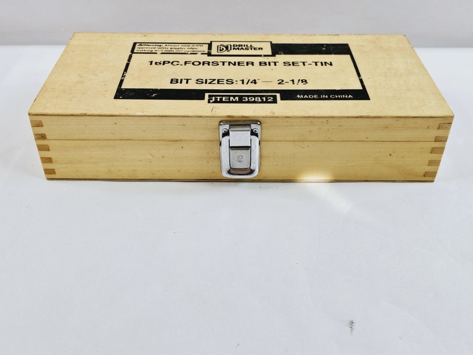 Drill Master 16PC FORSTNER Bit Set Tin Sizes 1/4”-2-1/8” 39812 Wood ...