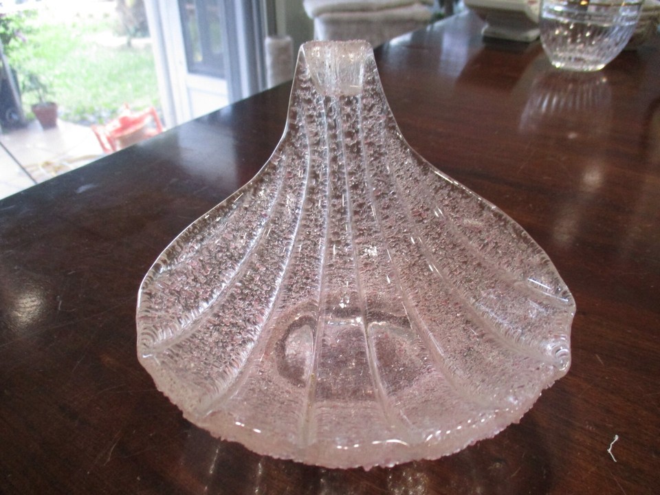 Murano Scavo Art Glass Pink seashell bowl 1950's Mid Century Art Deco ...