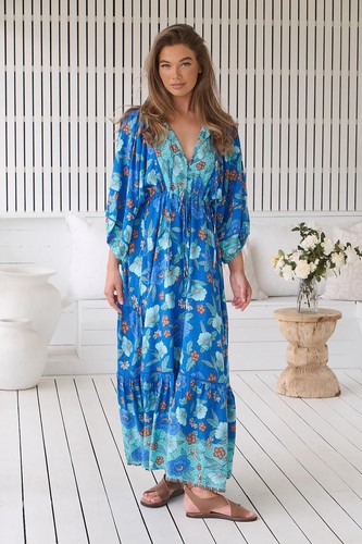 New Women's Catalonia Maxi Dress Love in Mist Print Jaase Boho Kenzie ...