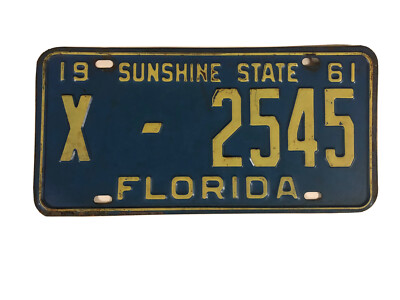 1961 Florida X Prefix Exempt License Plate Tag | eBay UK