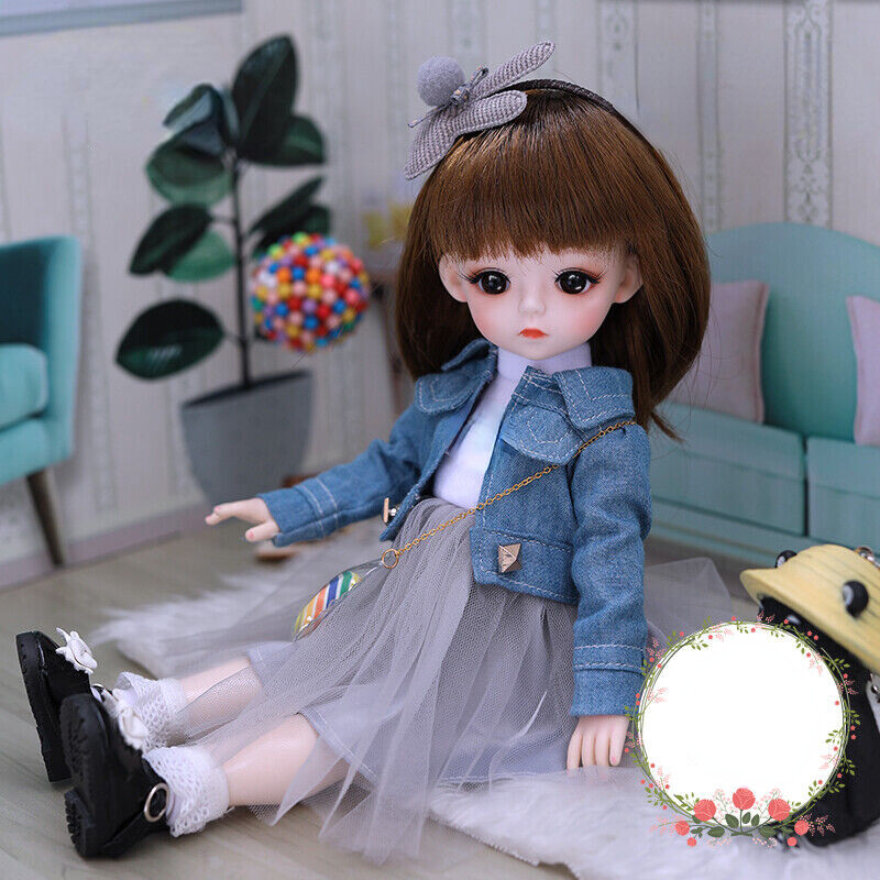 30cm Mini BJD Girl 1/6 Ball Jointed Doll + Face Makeup + Eyes + Clothes ...