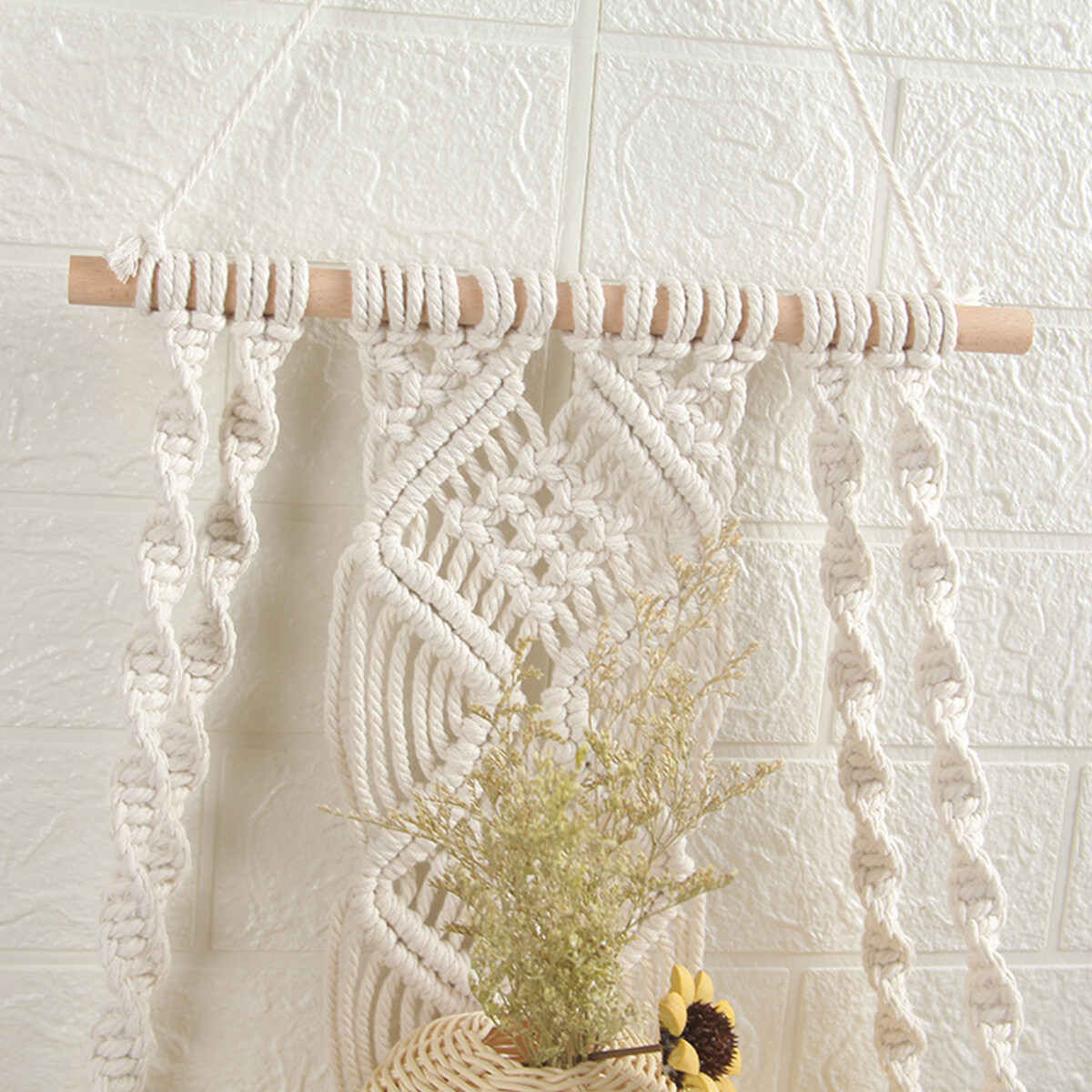 Wooden Floating Shelf Macrame Bohemian Wall Hanging Swing Shelf Display ...
