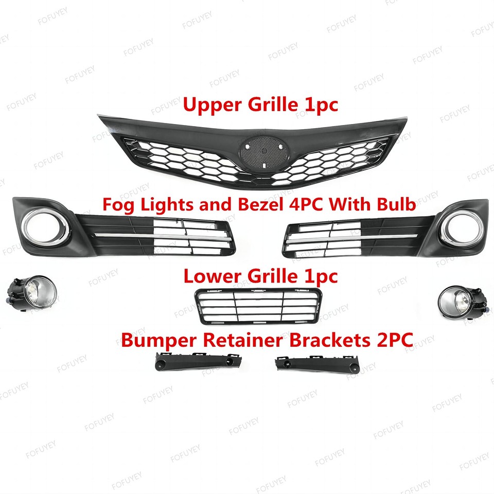 For 2012-2014 Toyota Camry XSE SE Front Upper Lower Grille/Fog Light ...