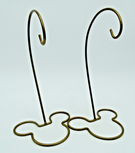 Mickey Mouse Ornament Hanger Display Stand Brushed Gold Tone Metal Set ...