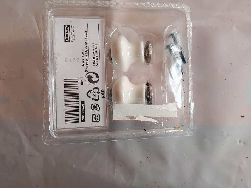 IKEA HISHULT Knob, porcelain white, 30 mm - 2 pack | eBay Australia