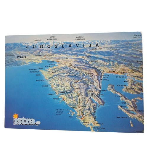 Postcard Jugoslavia Istria Peninsula Aerial View Map Card Chrome ...