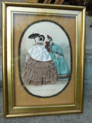 LA MODE SHADOW BOX 3-D EMBELLISH FABRIC FRENCH FASHION PRINT PARIS -2 ...