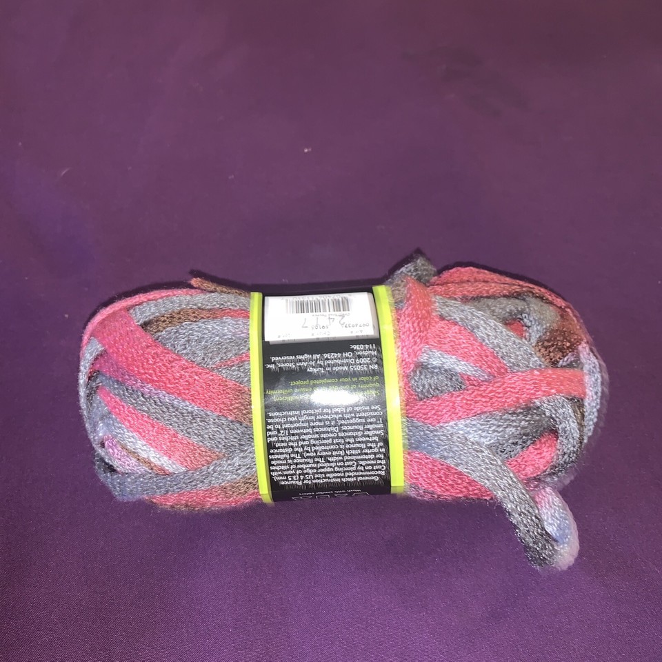 SENSATIONS FLOUNCE - Tape Yarn - 1 SKEIN - 2.2 Ounces - Color Grey/Rose ...