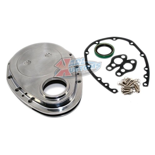 Polished Aluminum Small Block Chevy Timing Cover Set SBC 283 305 350 ...