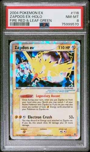 2004 Pokemon EX Fire Red Leaf Green Zapdos ex holo sec rare 116/112 PSA ...
