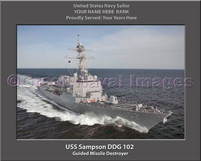 USS Sampson DDG 102 Personalized Canvas Ship Photo Print Navy Veteran ...