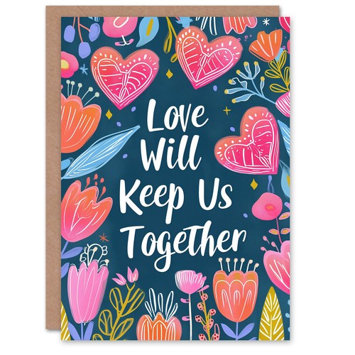 Valentines Day Greeting Card Love Keep Us Together Floral Hearts For ...