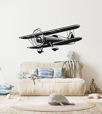 Retro Plane Vinyl Decal Wall Boys Room Sticker Removable Mural AA000 | eBay