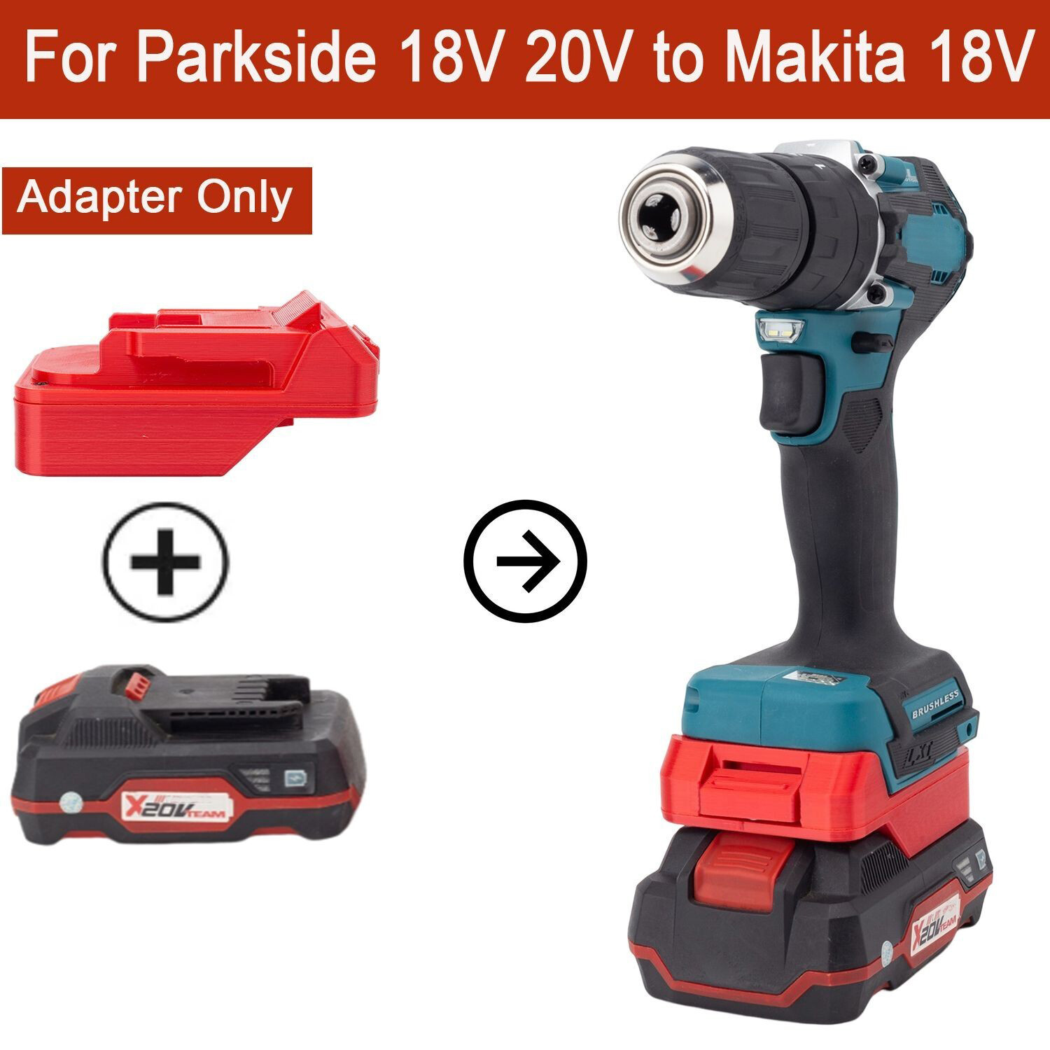 Adapter For Parkside 18V 20V Lithium-ion Battery to Makita 18V Cordless ...