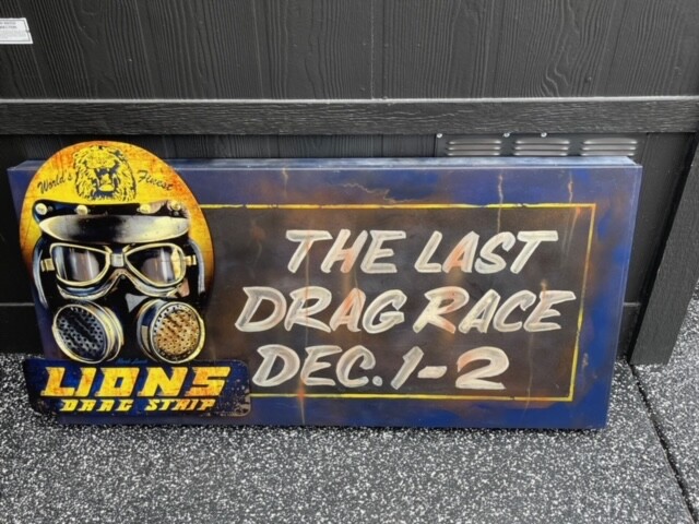 VRHTF VINTAGE "CUSTOM 1 OF 1 LION'S LAST DRAG RACE METAL SIGN BY GREG ...