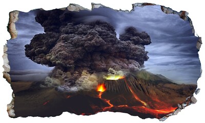 Erupting Volcano Volcanic 3D Magic Window Wall Art Self Adhesive Vinyl ...