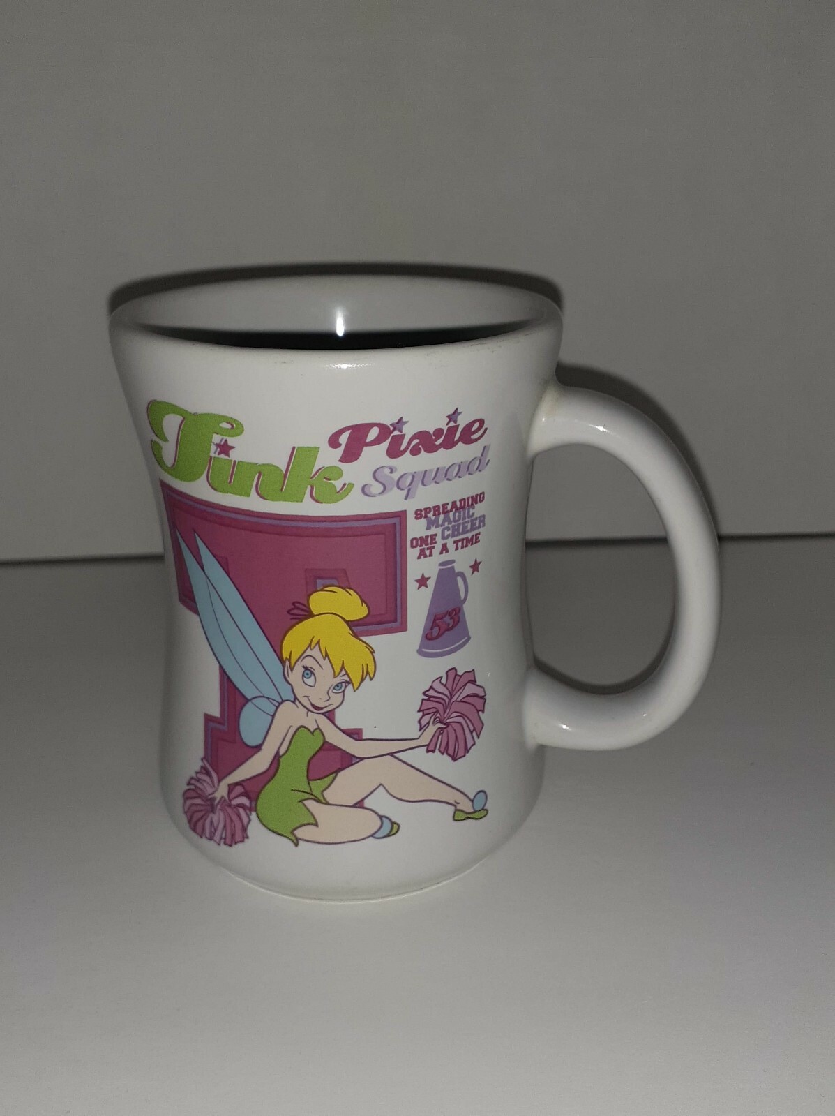 Tinkerbell Tink Pixie Squad Cheer Mug Coffee Cup Disney Store Pom Pink Fairy | eBay