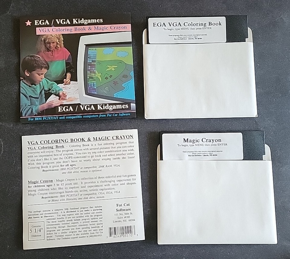 Vintage EGA/VGA Kidgames Coloring Book & Magic Crayon For IBM PC/XT/AT ...