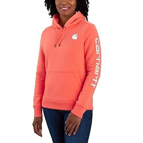 Carhartt Women's Hoodie 2X Relaxed Logo Sleeve Midweight Sweatshirt ...