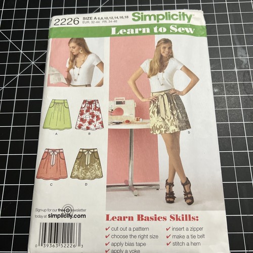 Simplicity Learn to Sew 2226 A (size 6-18) Misses UNCUT Skirt Sewing ...