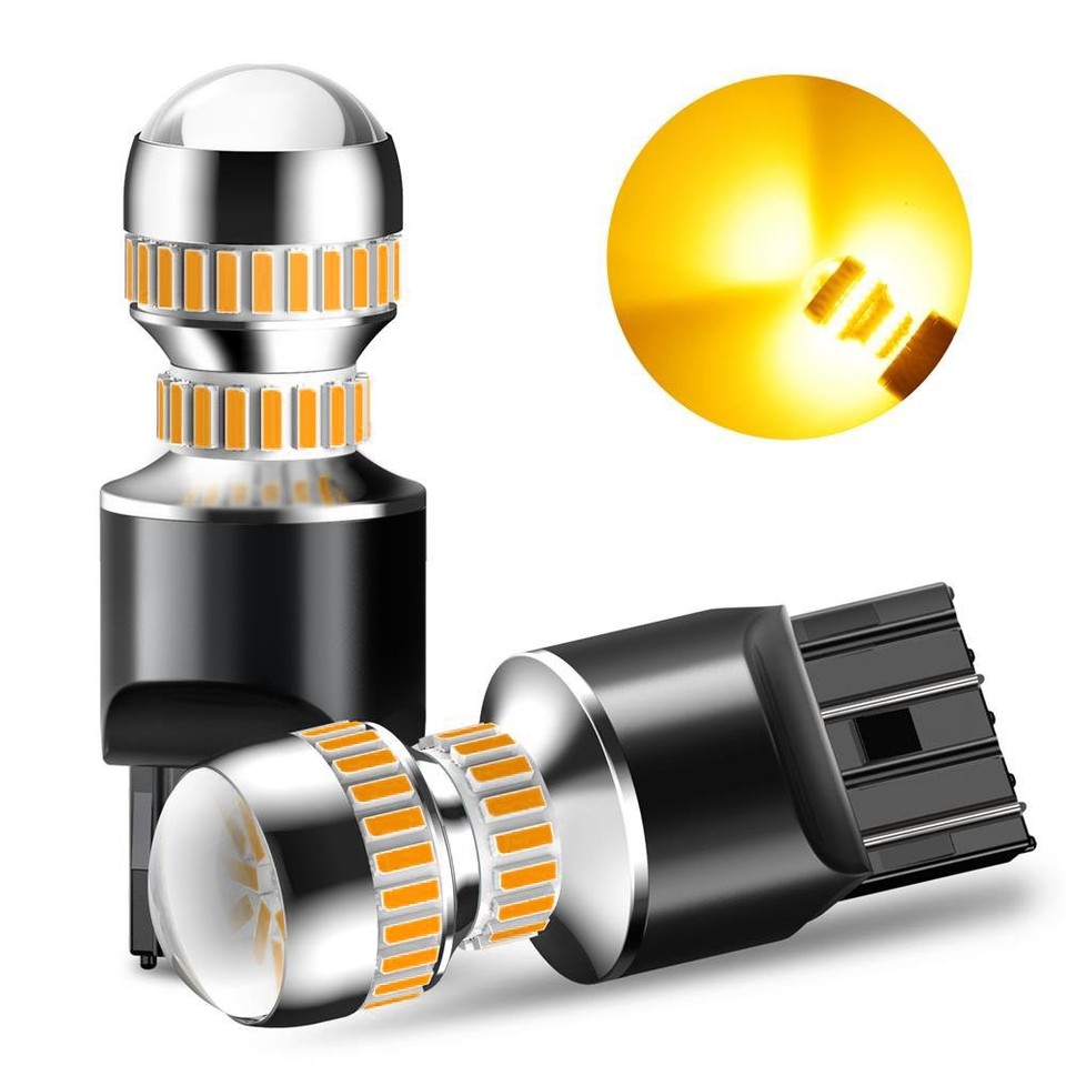 4PCS 7443 7440 Amber Yellow 3000K LED Turn Signal Parking Light Bulbs ...