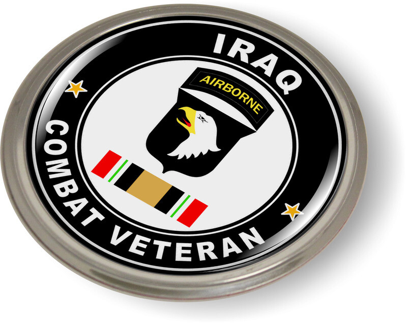 IRAQ COMBAT VETERAN 3D Domed Emblem Car Sticker Chrome ROUND Bezel | eBay