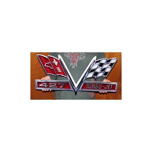 Chevy 427 V-Flag Turbo Jet Emblem Steel Sign | eBay