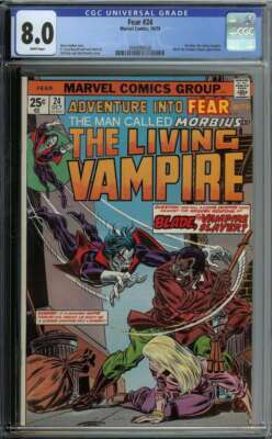 FEAR #24 CGC 8.0 WHITE PAGES // MORBIUS + BLADE APPEARANCE MARVEL 1974 ...