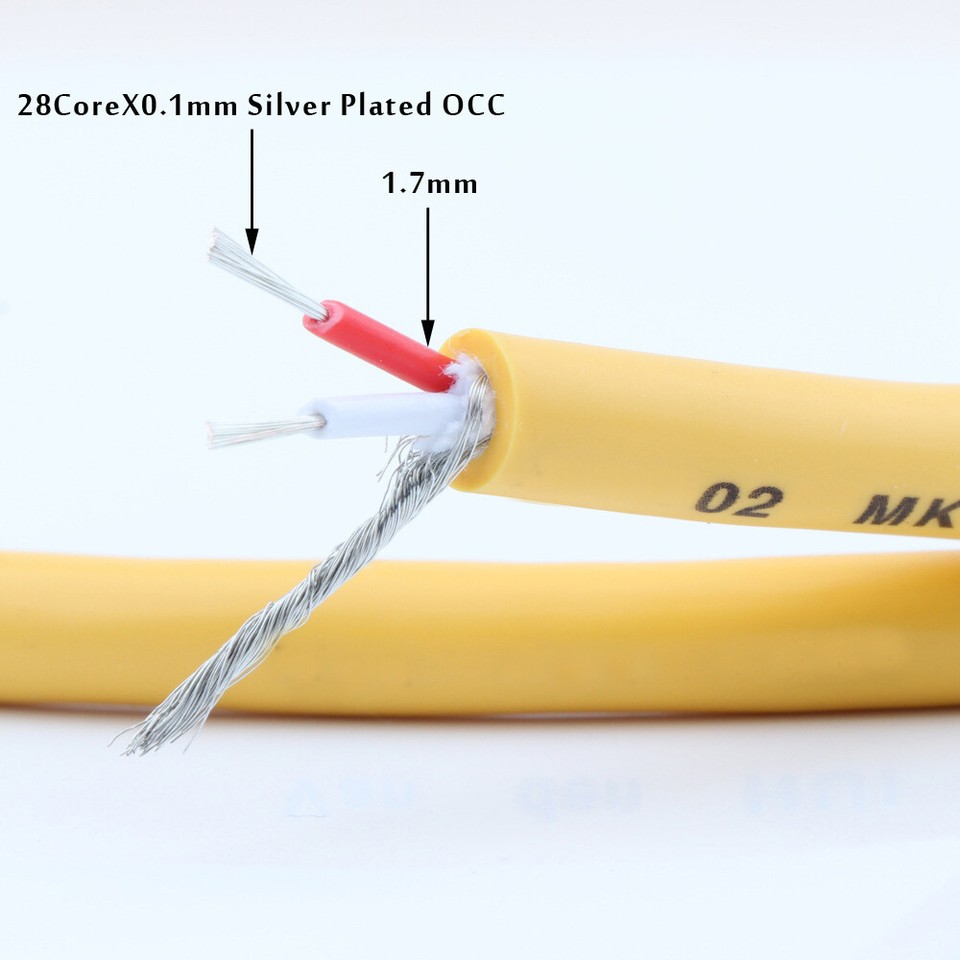 Pair Silver Plated OCC Copper Wire Gold Plated Plug HiFi Audio Signal ...