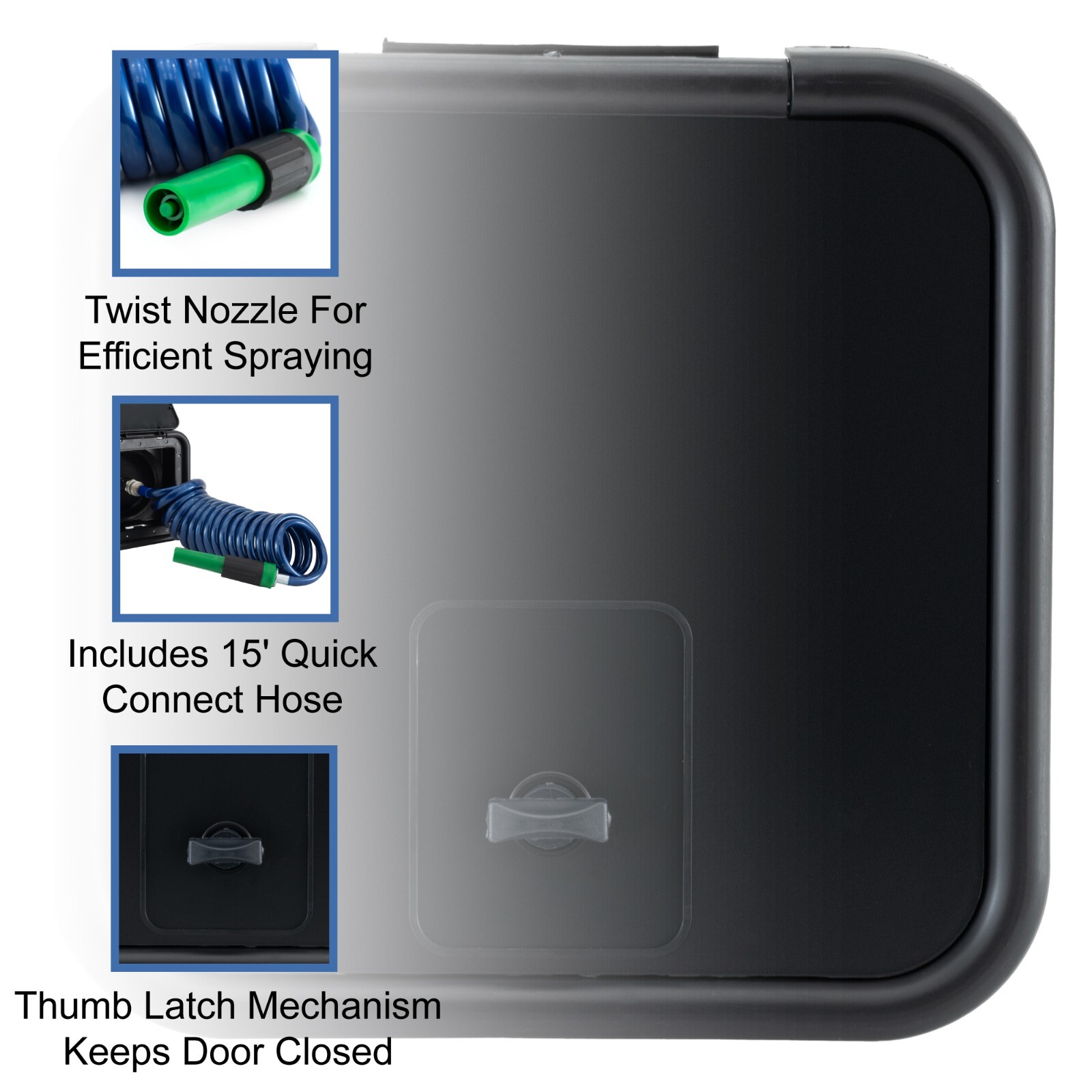 RecPro RV Exterior Spray Port | Spray Away Box with 15’ Blue Coil Hose ...