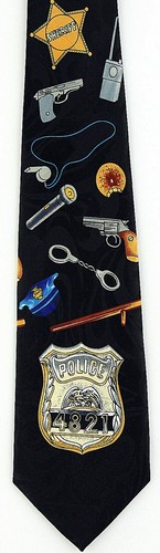 Police Badge Men's Necktie Law Enforcement Cop Gun Cuffs Hat Black Neck ...