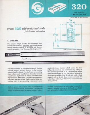 GRANT #320-26" DRAWER SLIDES, FULL-EXTENSION, SIDE-MOUNT, 25/32" SIDE ...
