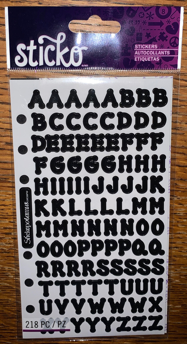Sticko Black Block Alphabet Letters Numbers Card Making Craft Scrapbook ...