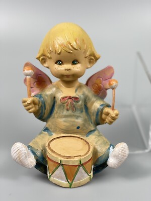 Vintage Fontanini Angel Cherub Wall Plaque Drummer Baby Italy Resin ...