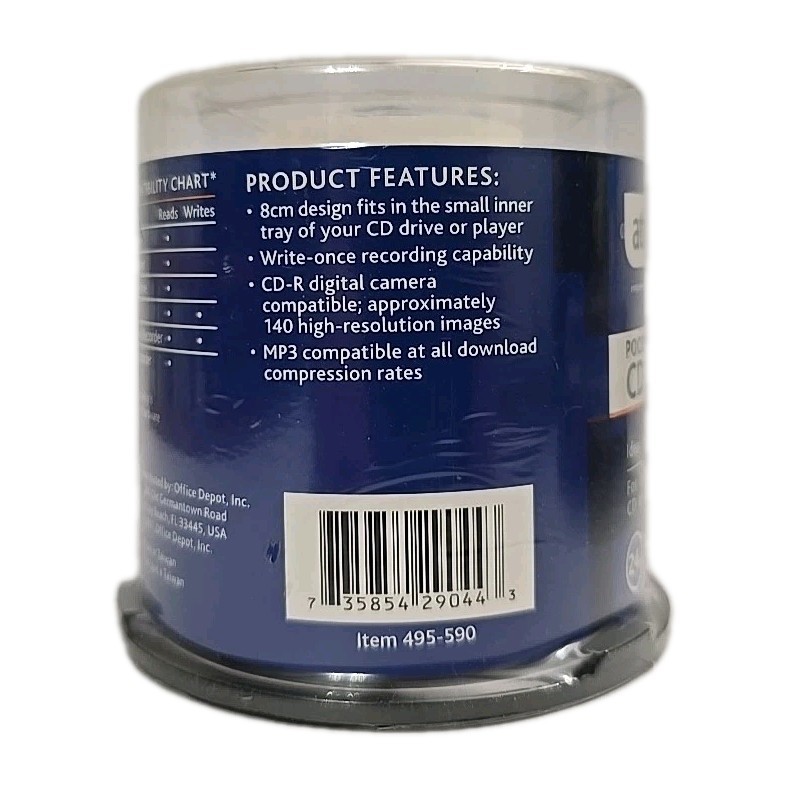 3" POCKET CD-R Ativa CD-R 24x 210MB 24 Minutes 50 Pack NEW SEALED ...