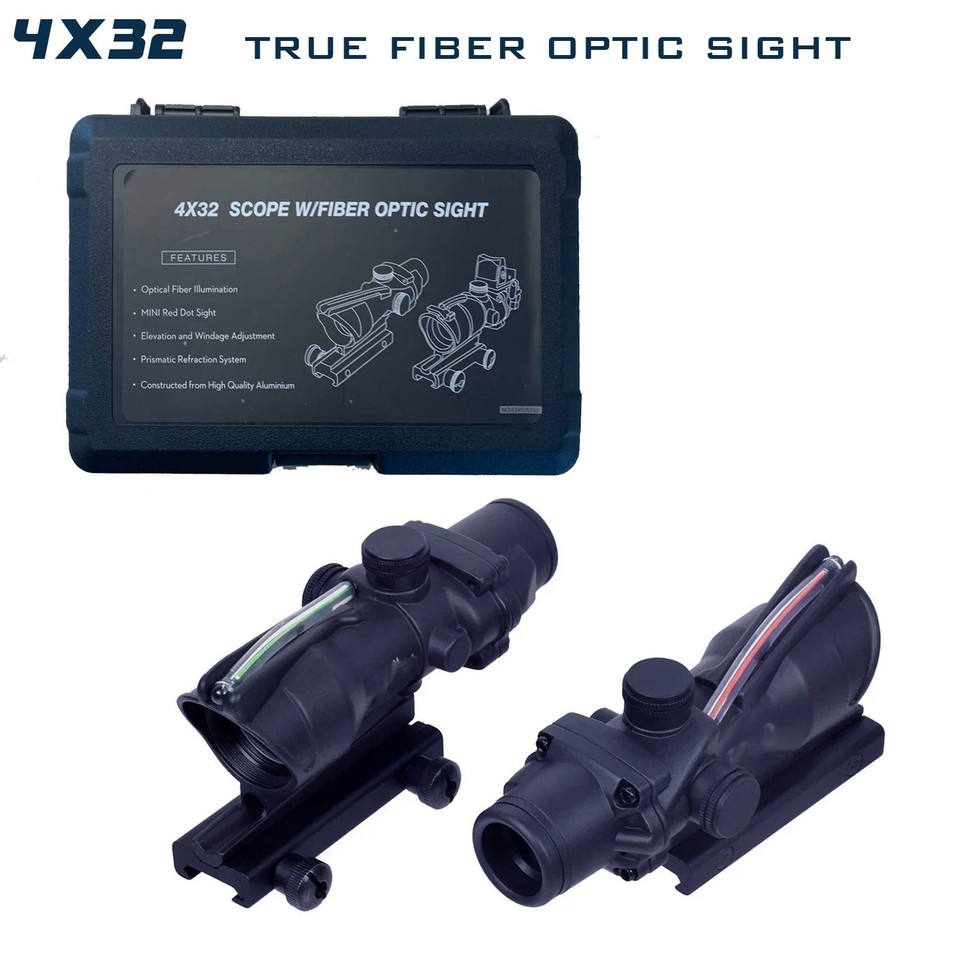 ACOG 4x32 True Fiber Optic Red Green Chevron Illuminated Tactical Sight ...