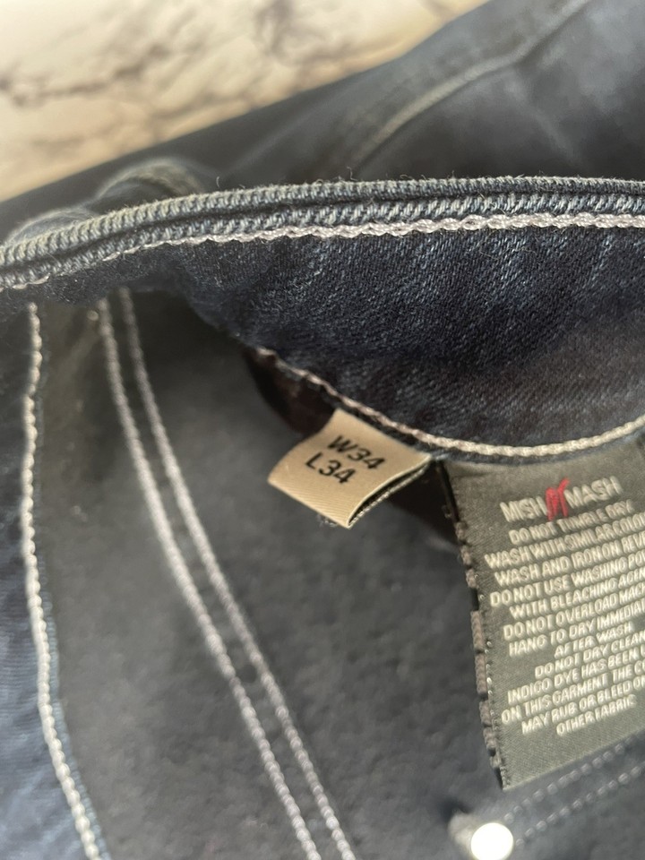 Mush Mash Dark Blue Denim Tapered Jeans Waist 34 Leg 34 | eBay UK