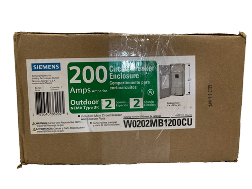 SIEMENS 200A Circuit Breaker W0202MB1200CU Outdoor 200 Amp 2 Space | eBay