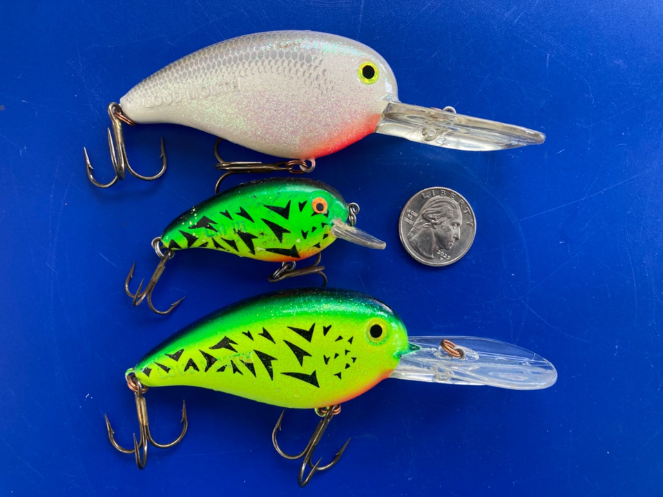 VTG LOT 3 MANNS DEEP CRANKBAITS FISHING LURES MANN DIVERS LOUDMOUTH II ...