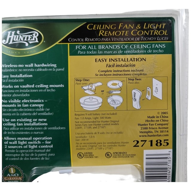 Hunter 27185 Ceiling Fan & Light Remote Control - White for sale online ...
