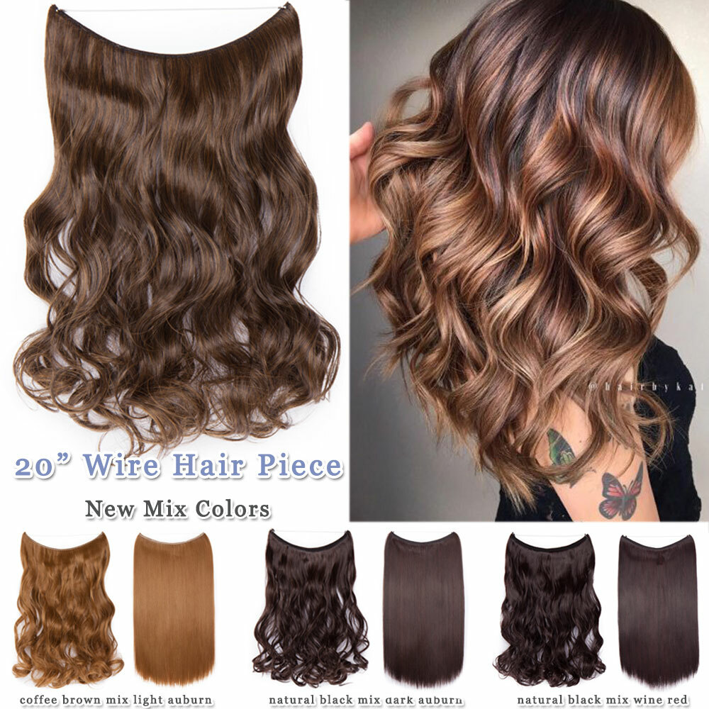 Long Real Straight Curly Wire Headband One Piece Clip in on Hair ...