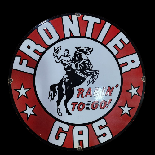 PORCELIAN FRONTIER GAS ENAMEL SIGN SIZE 45x45 INCHES DOUBLE SIDED | eBay
