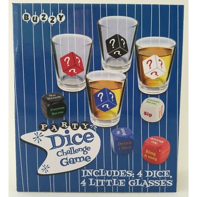 Party Challenge 4 Dice and Glasses Drinking Game Roll Decider Die Game ...