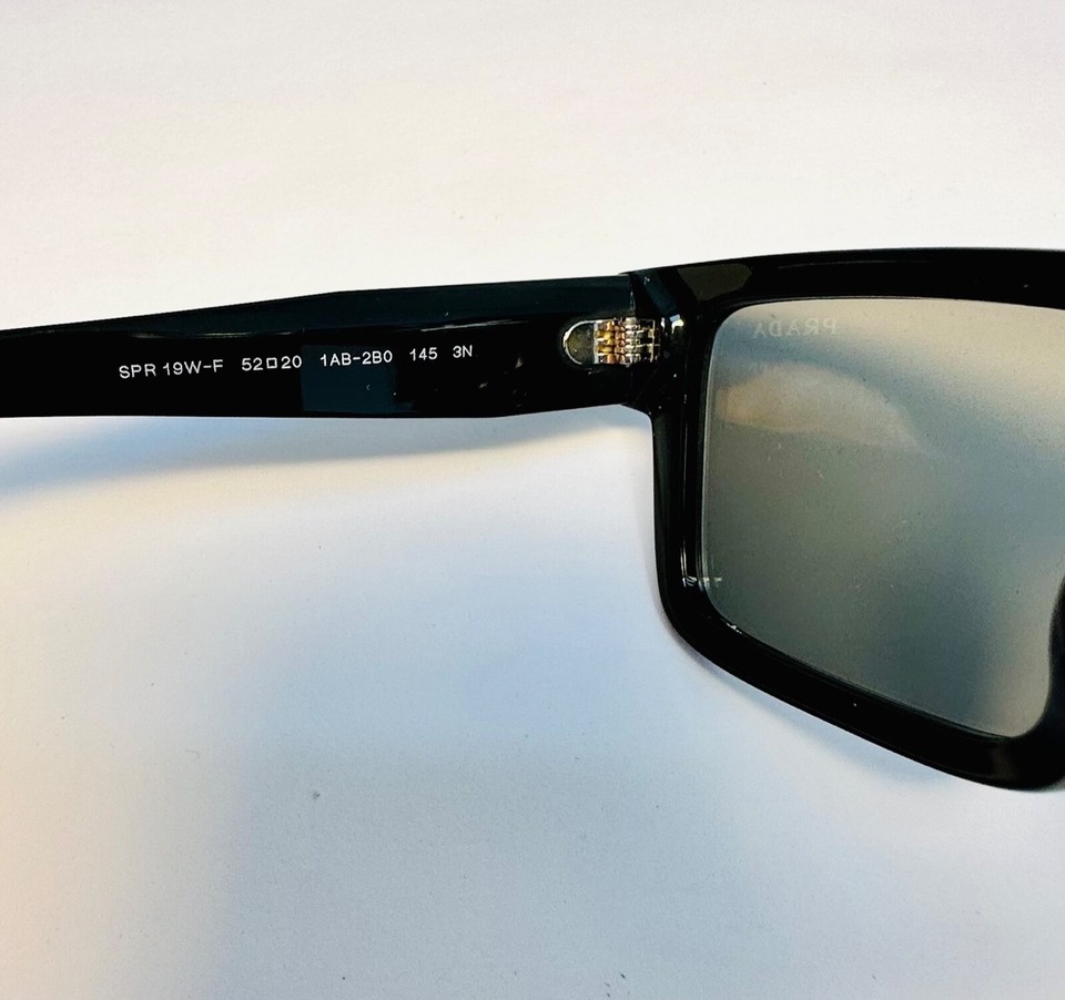 PRADA SYMBOLE Black Silver Mirror Classic Rectangle Unisex PR19WS ...