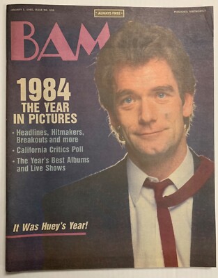 HUEY LEWIS / 1984 YEAR IN PICTURES ISSUE / BAM MAGAZINE / January 1 ...