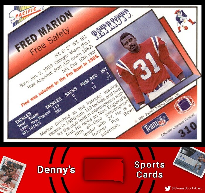 1991 Pacific #310 Fred Marion New England Patriots Football Card | eBay